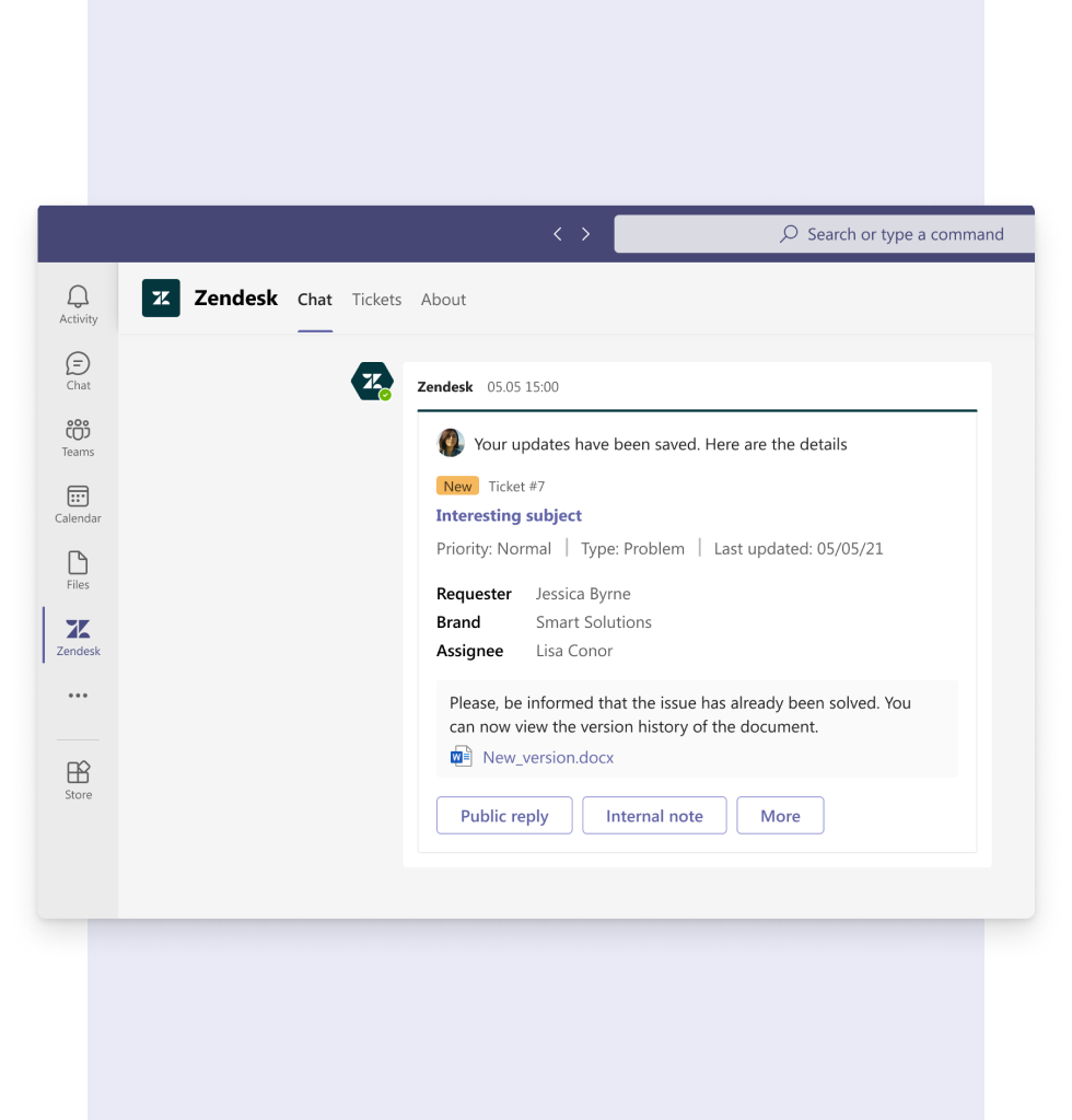 Zendesk for Microsoft Teams