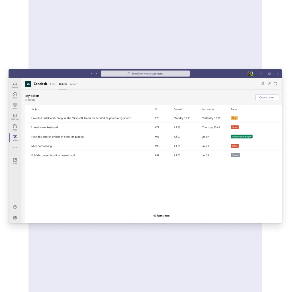 Zendesk for Microsoft Teams