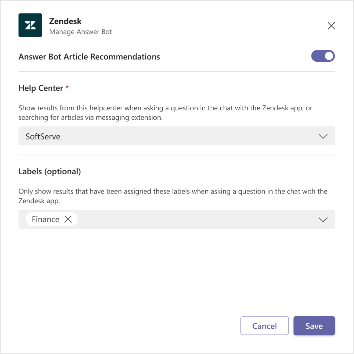 Zendesk for Microsoft Teams