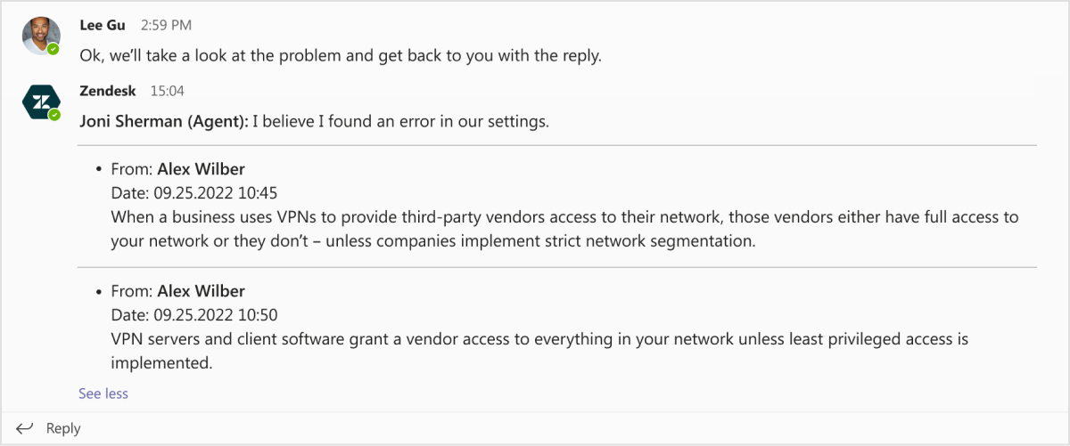 Zendesk for Microsoft Teams